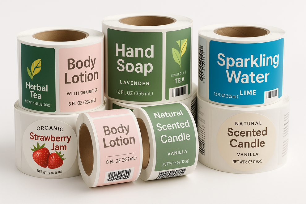 Paper Roll Labels Indoor Multiple Sizes & Dies Free Design & Delivery ...