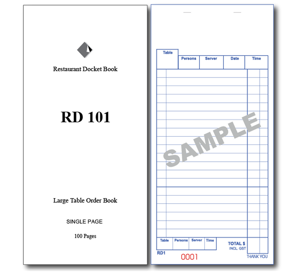 RD101 Large Table Order Books Single Page x 100 Books | FREE Delivery – Emerald Print