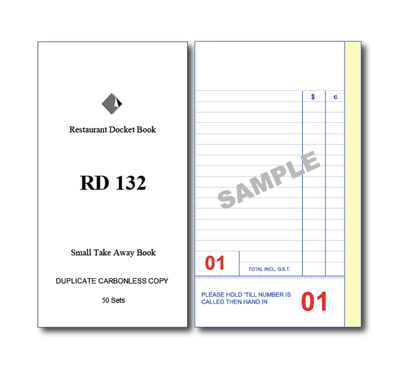 RD132 Standard Table Order Books Duplicate Pages x 50 Pages, 100 Books ...