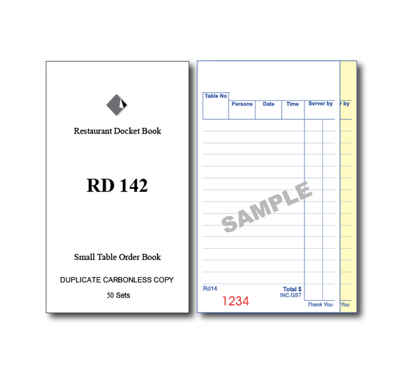 RD142 Standard Table Order Books Duplicate Pages x 50 Pages, 100 Books ...